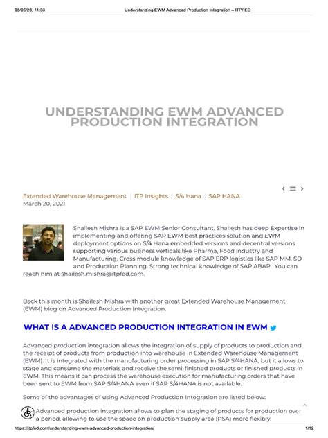 Ewm Advanced Production Integration Pdf