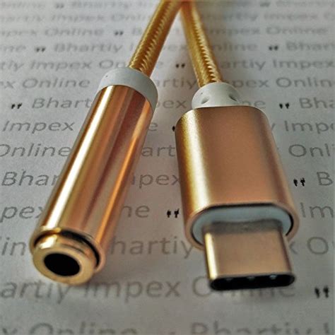 Nwtn® Gold Color Nylon Braided Cdla Type C To 35 Mm Aux Stereo