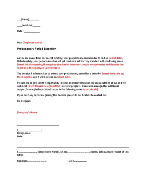 Probation Extension Letter 2 Pdf