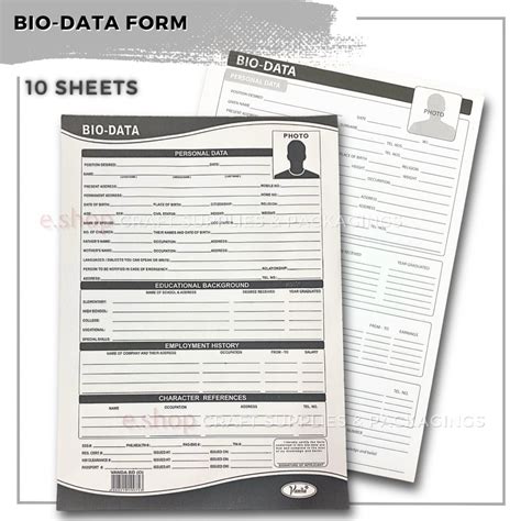 [10pcs] Bio Data Form Repacked Shopee Philippines