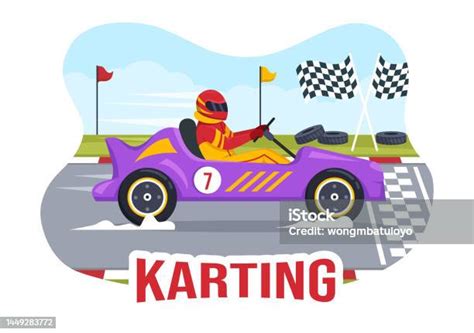 경주 게임과 카트 스포츠 이동 카트 또는 미니 자동차 작은 회로 트랙에 플랫 만화 손으로 그린 템플릿 그림 고카트에 대한 스톡 벡터 아트 및 기타 이미지 Istock
