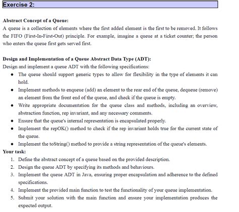 Solved Exercise 2 Abstract Concept Of A Queue A Queue Is A Chegg