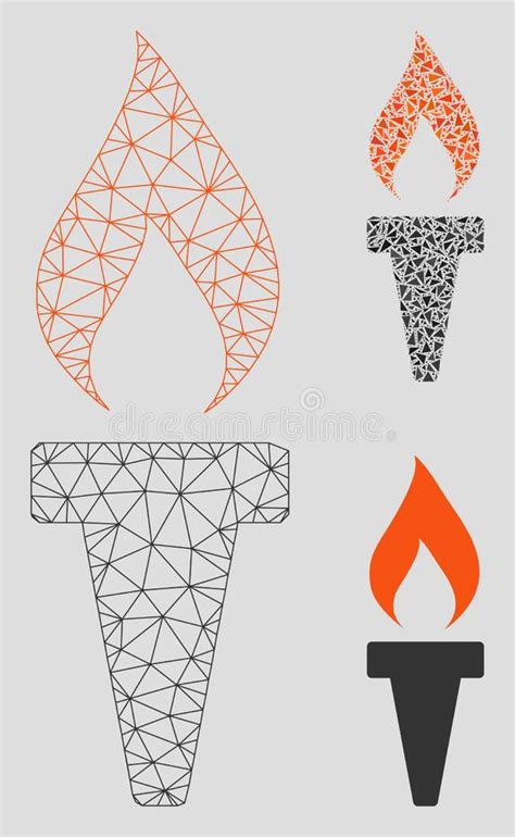 Fire Torch Vector Mesh 2d Model And Triangle Mosaic Icon Stock Vector Illustration Of