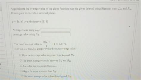 solved approximate the average value of the given function