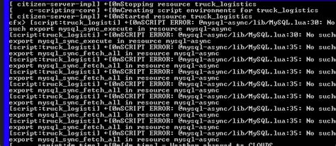 Failed Load To Script Mysql Asynclibmysqllua Line 30 And 35 Resource Support Cfxre Community