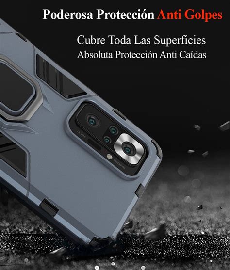 Funda Redmi Note 10 Pro Carcasa Uso Rudo Con Anillo Mica Meses Sin Intereses