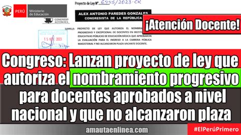 Minedu Se Publica Proyecto De Ley Que Autoriza El Nombramiento