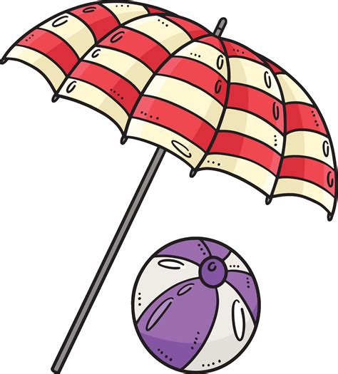 Beach Ball With Umbrella Cartoon Colored Clipart 27584226 Vector Art At