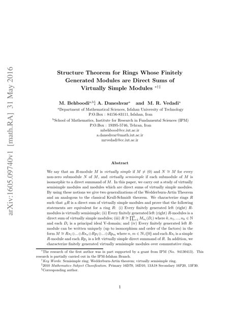 Pdf Structure Theorem For Rings Whose Finitely Generated Modules Are Direct Sums Of Virtually