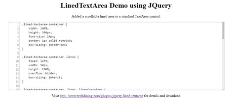 GitHub Sreekarsudireddy LinedTextArea JQueryPlugin Added A Scrollable Lined Area To A