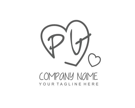 Initial Pg With Heart Love Logo Template Vector 20087941 Vector Art At