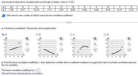 Solved Use The Given Data Set To Complete Parts A Through Chegg