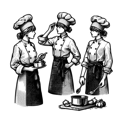 A Black And White Drawing Of Two Women In A Kitchen And One Of Them Is