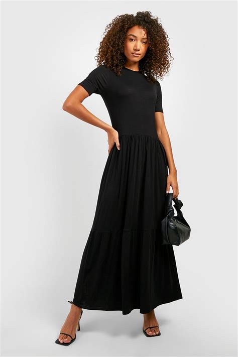 Tall Tiered Shortsleeve Midi Smock Dress Boohoo Uk