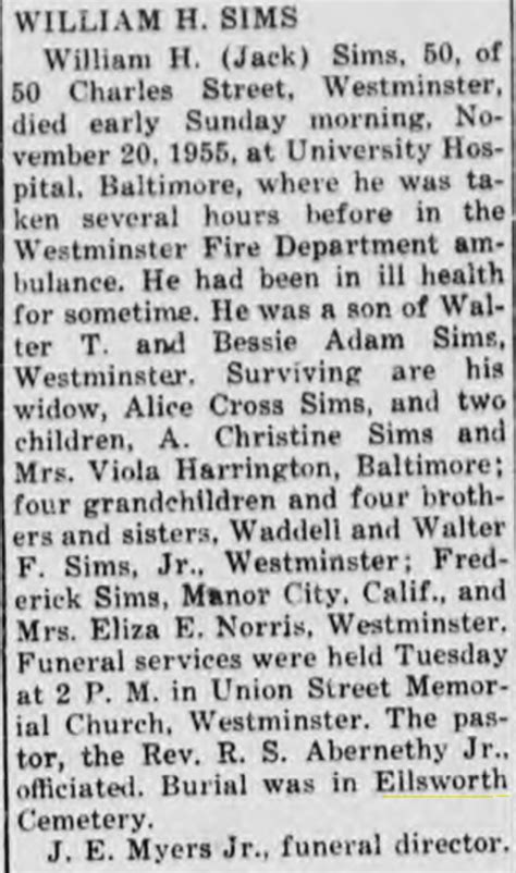 William H Jack Sims Ellsworth Cemetery