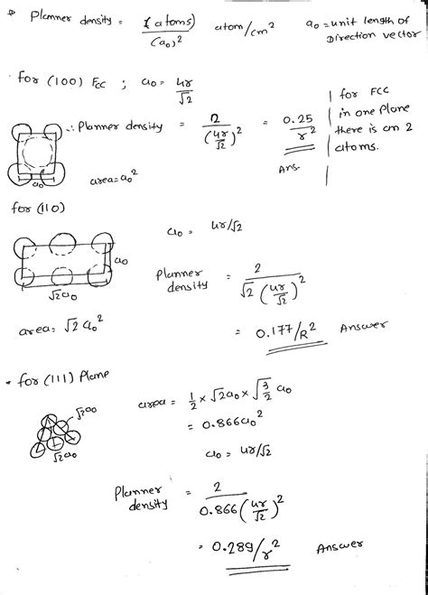 Solved A Calculate Planar Densities For The 100 110 And