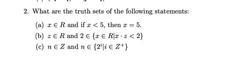 Solved 2 What Are The Truth Sets Of The Following