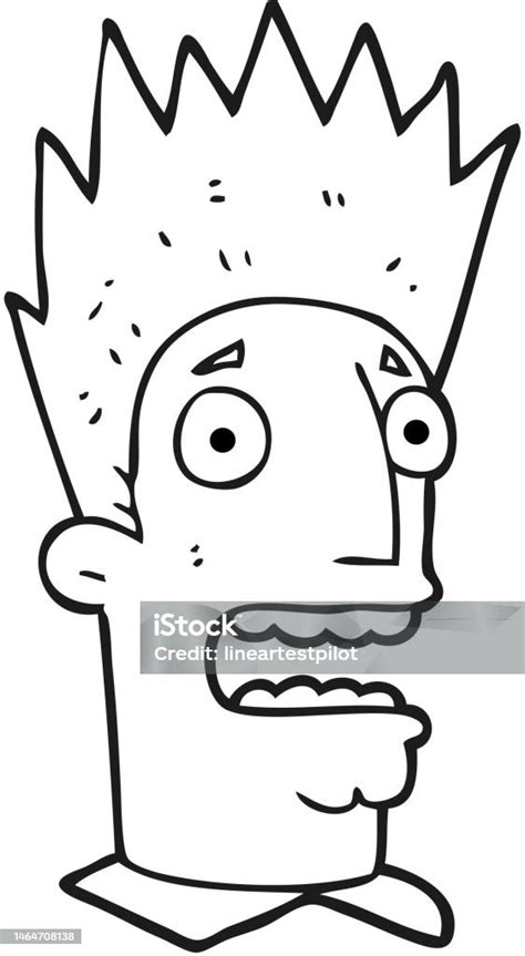 Dessin À Main Levée Noir Et Blanc Dessin Animé Homme Choqué Vecteurs