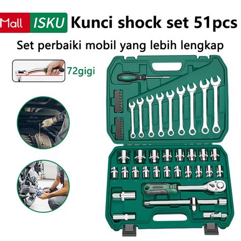 Jual Isku Kunci Sok Set 51pcs 24gigi72gigi Gagang Rachet Tool Kit Set