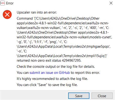 Command C Users 4242u OneDrive Desktop Other Apps Video2x 4 8