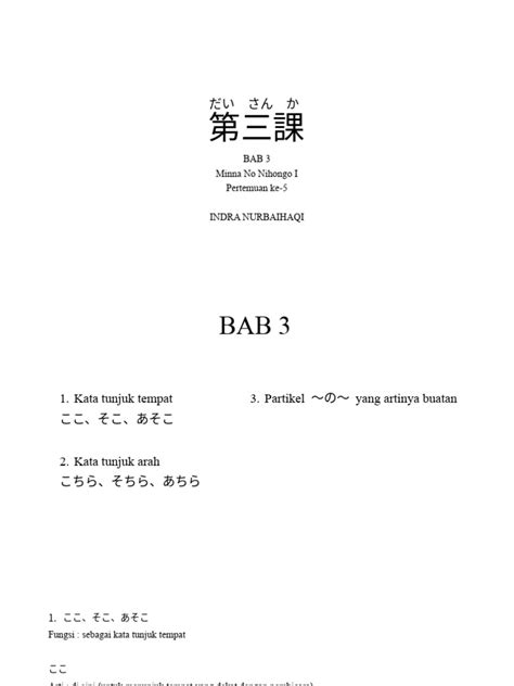 Bab 3 Minna No Nihongo Pdf
