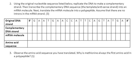 Solved Using The Original Nucleotide Sequence Listed Chegg