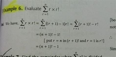 Example 6 Evaluate ∑r1n R×rwe Have Begin Aligned Sum R1 N