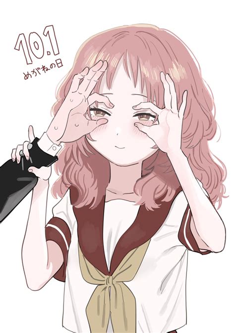 Safebooru 1boy 1girl Blush Brown Eyes Fujichika Koume Hand Glasses