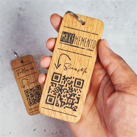 Hotel Guesthouse Qr Code Keyring I Personalised Wooden Scanable Website