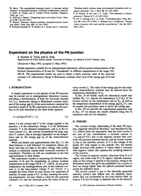 Pdf Experiment On The Physics Of The Pn Junction