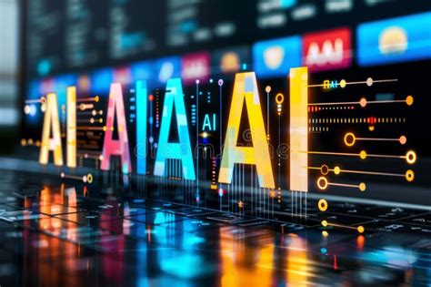 Futuristic Ai Signage With Vibrant Neon Colors And Intricate Details