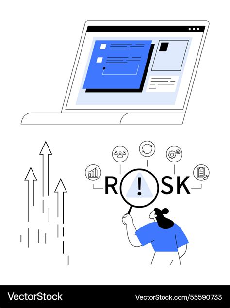 Risk Analysis Concept With Magnifying Glass Graph Vector Image