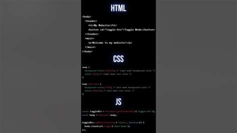 Lightdark Theme Toggle Using Html Css And Javascript Shortvideo