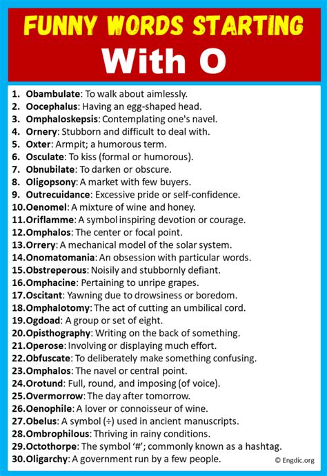 100 Funny Words That Start With O With Meanings Engdic