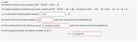 Solved 1 Point We Consider The Euler Cauchy Equation Ry