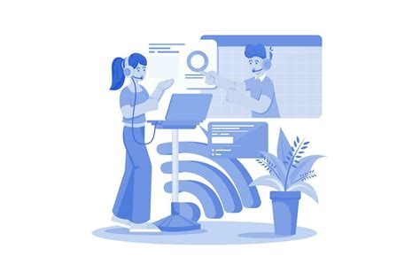 Two Guys Communicate Wirelessly 30911596 Vector Art At Vecteezy