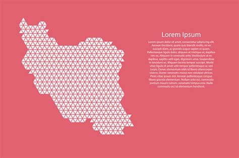 이란 지도 배너 포스터 인사말 카드에 대 한 노드와 핑크 산호 색상 배경에 기하학적 패턴을 반복 흰색 삼각형에서 추상적 인