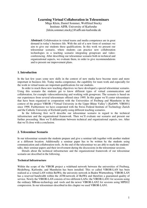 Pdf Learning Virtual Collaboration In Teleseminars