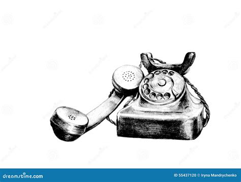 Retro Hand Drawn Telephone Stock Vector Illustration Of Handset