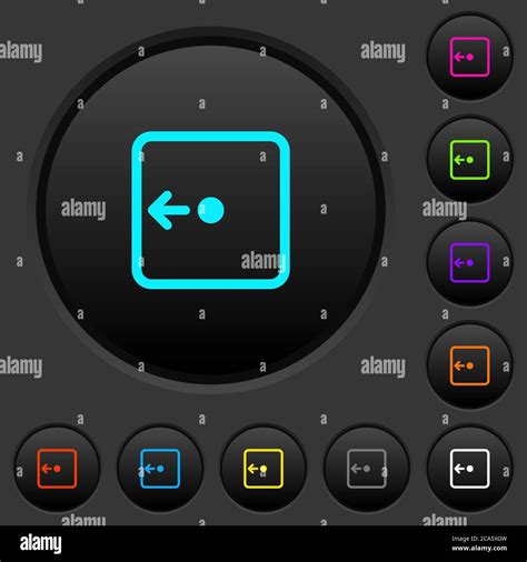 Move Object Left Dark Push Buttons With Vivid Color Icons On Dark Grey