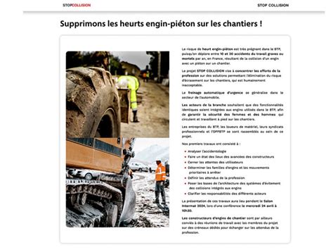 Stop Collision Vers Une Suppression Des Heurts Engin Piéton Prévention Btp