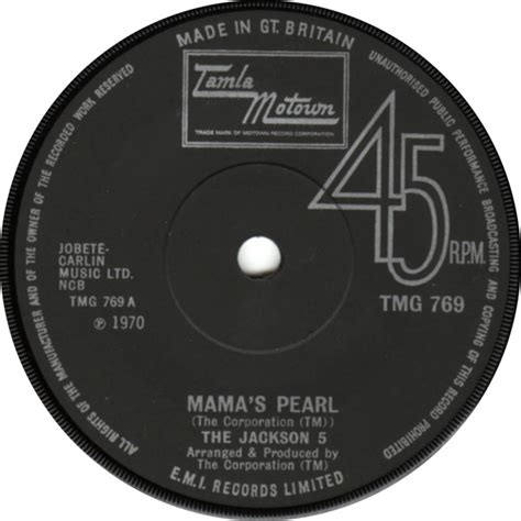 The Jackson 5 Mamas Pearl Vinyl Solid Centre 7 45 Rpm Single