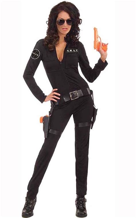 Sexy Woman Of Action Swat Police Adult Womens Halloween Fancy Dress