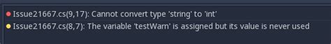 Regression Warnings In C Project Appear As Errors In The Mono Tab Of