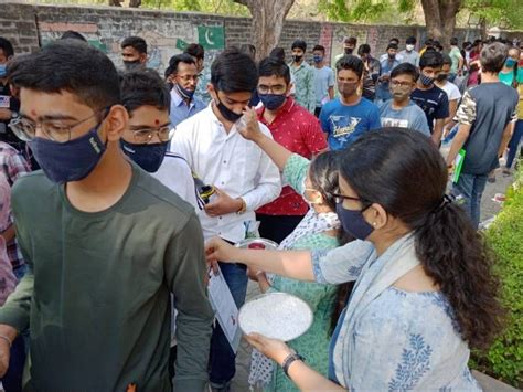 Somewhere Students Were Welcomed With Flowers By Applying Tilak