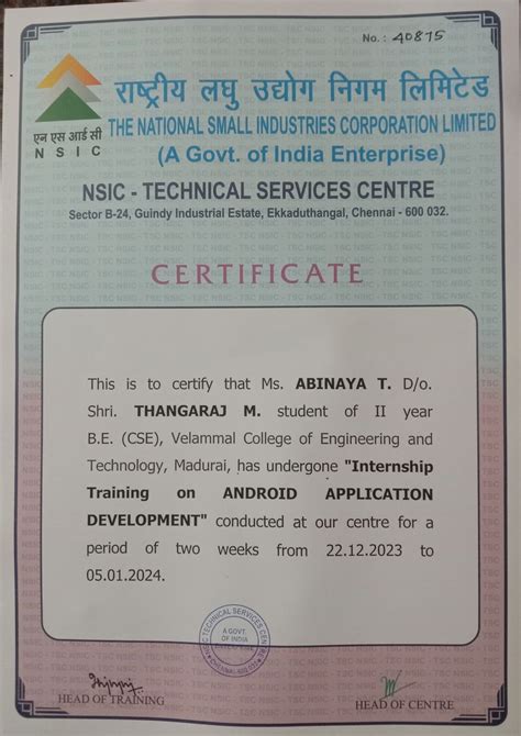 Abinaya T On Linkedin Successfully Completed An Internship In Android