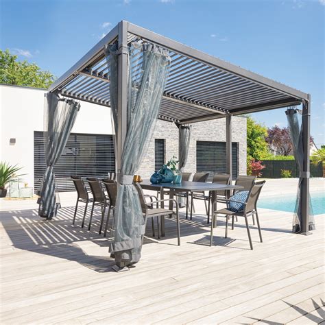 Lot De 6 Moustiquaires Pour Tonnelle Avila 4 X 3 M Gris Tonnelle