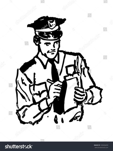 Policeman Writing Ticket Retro Clipart Illustration 103656059
