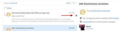delete mail without opening mail em client