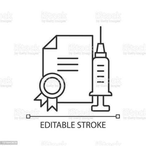 백신 품질 인증서 선형 아이콘 감기와 독감에 대한 스톡 벡터 아트 및 기타 이미지 감기와 독감 개념 건강 진단 Istock